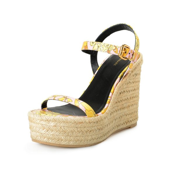Versace | Shoes | Versace Womens Barocco Floral 0 Leather Ankle Strap ...